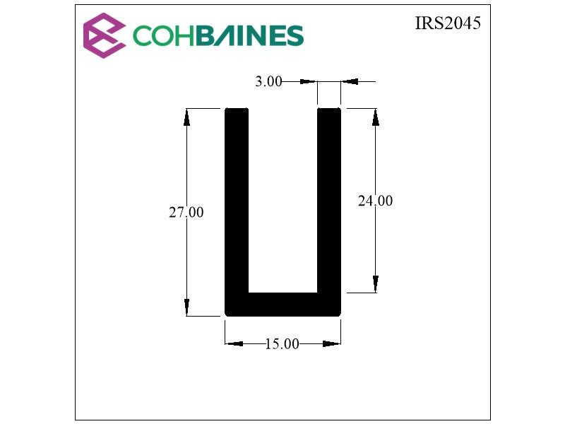 U CHANNEL - 27MM HIGH X 15MM WIDE IRS2045