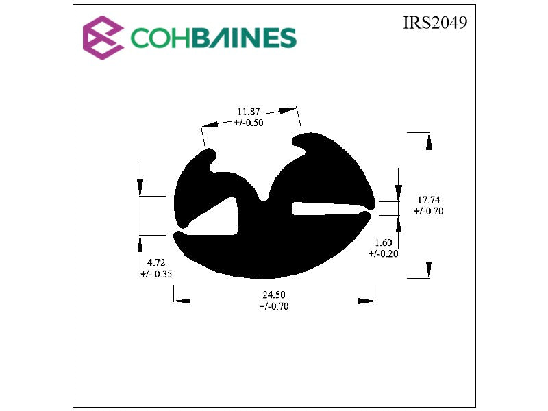 WEATHERSTRIP GLAZING SECTION IRS2049
