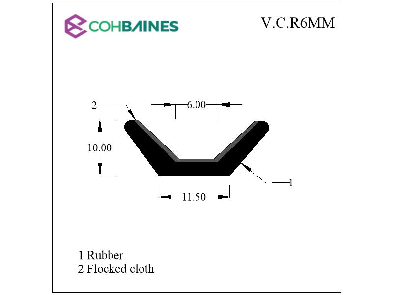 FLOCK LINED SLIDING WINDOW CHANNEL - 6MM CHANNEL V.C.R.6MM